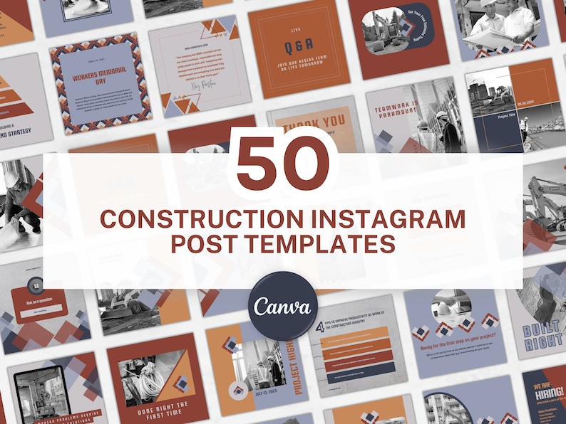 50 Construction Instagram Post Templates for Canva - Contractor ...