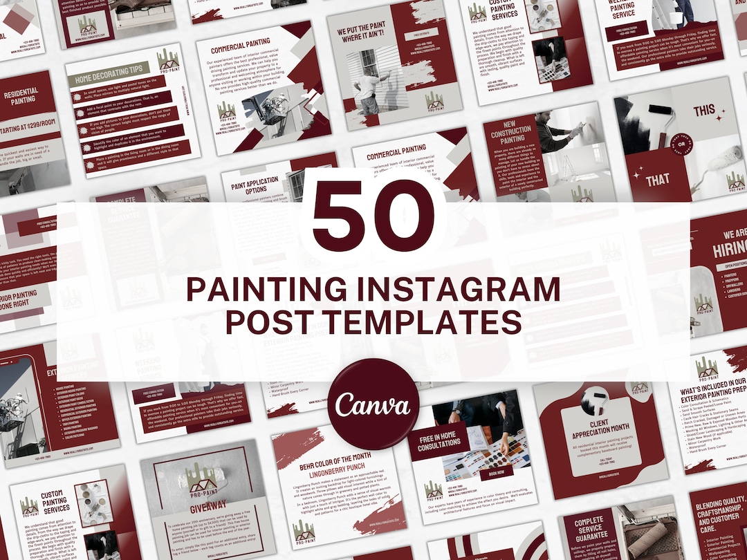 50 Painting Business Instagram Post Templates for Canva | Painter ...