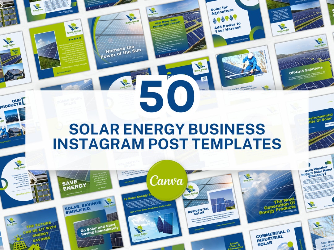 50 Solar Energy Business Instagram Post Templates for Canva | Solar ...