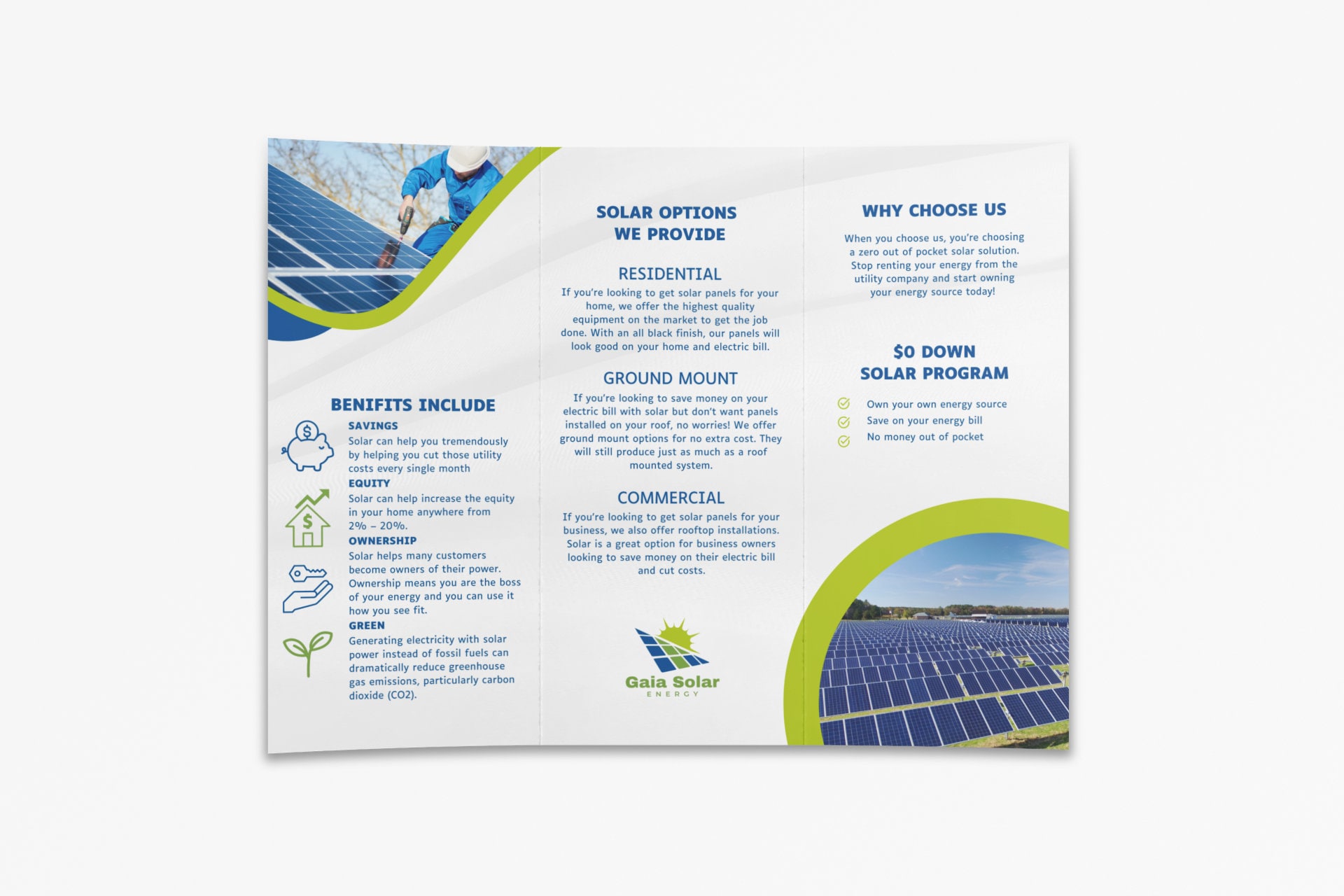 Solar Energy Renewable Brochure | Tri-fold Canva Template | Wind ...