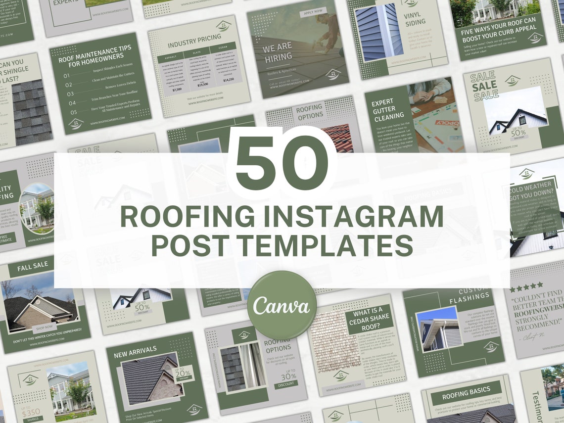50 Roofing Instagram Post Templates for Canva - Roofing Business ...