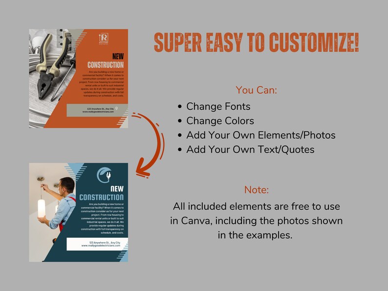 50 Electrician Instagram Post Templates for Canva Electrical Business ...