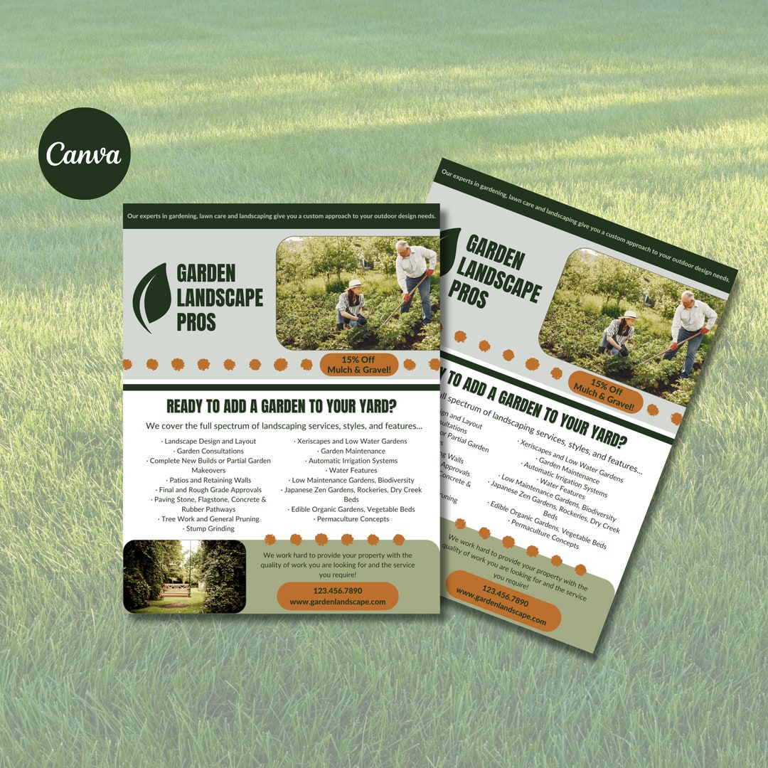 Landscaping Flyer Template, Printable Gardening Flyer, Lawn Care Flyer ...