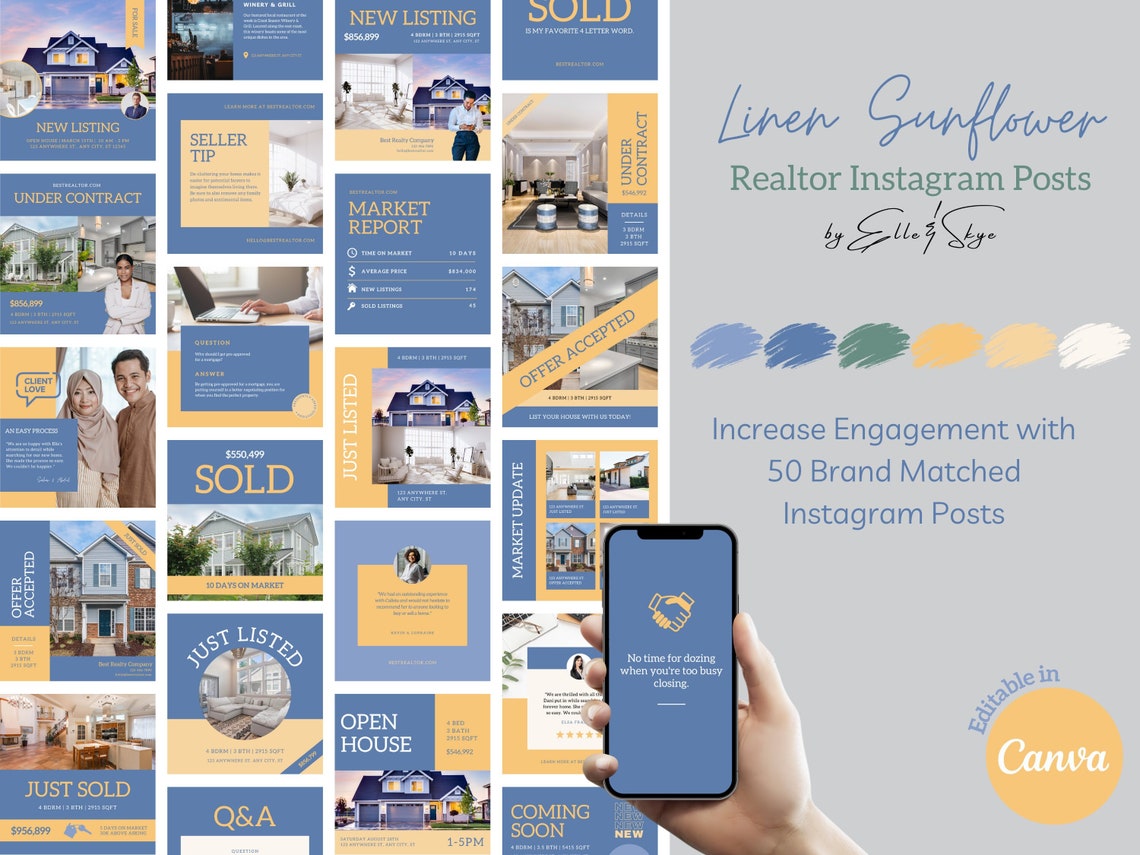 50 Real Estate Instagram Post Templates for Canva - Realtor Instagram ...