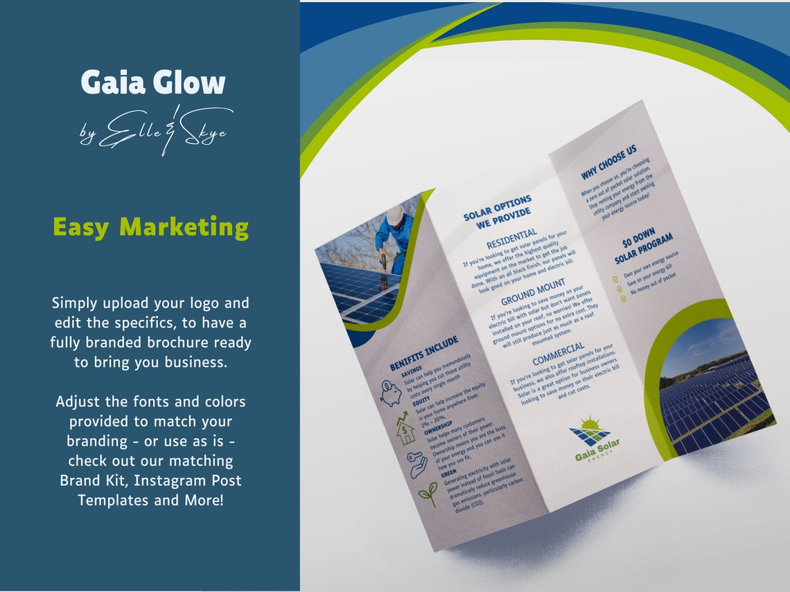 Solar Energy Renewable Brochure | Tri-fold Canva Template | Wind ...