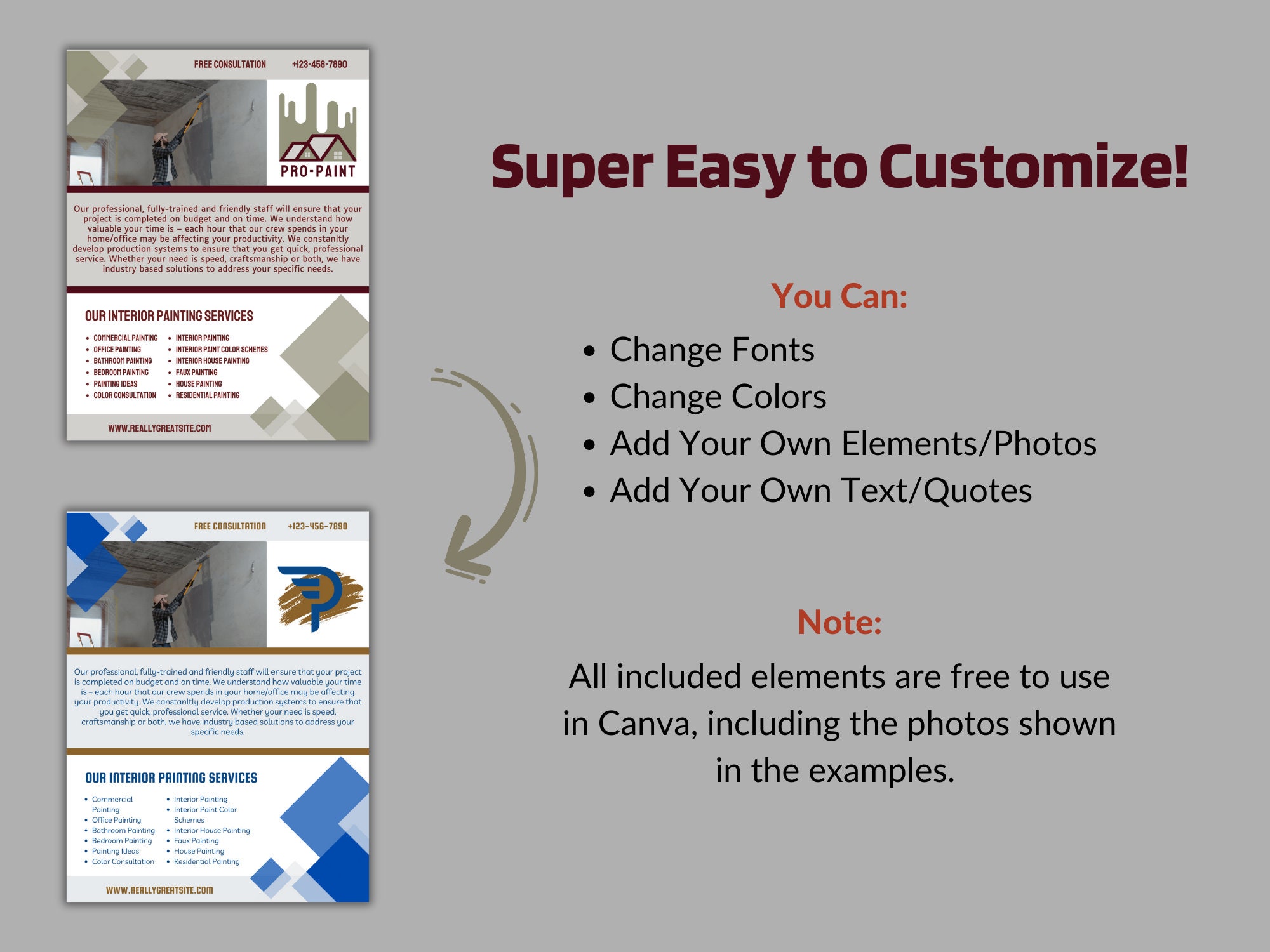 Painting Service Flyer Template, Printable Painter Flyer, Home Painting ...