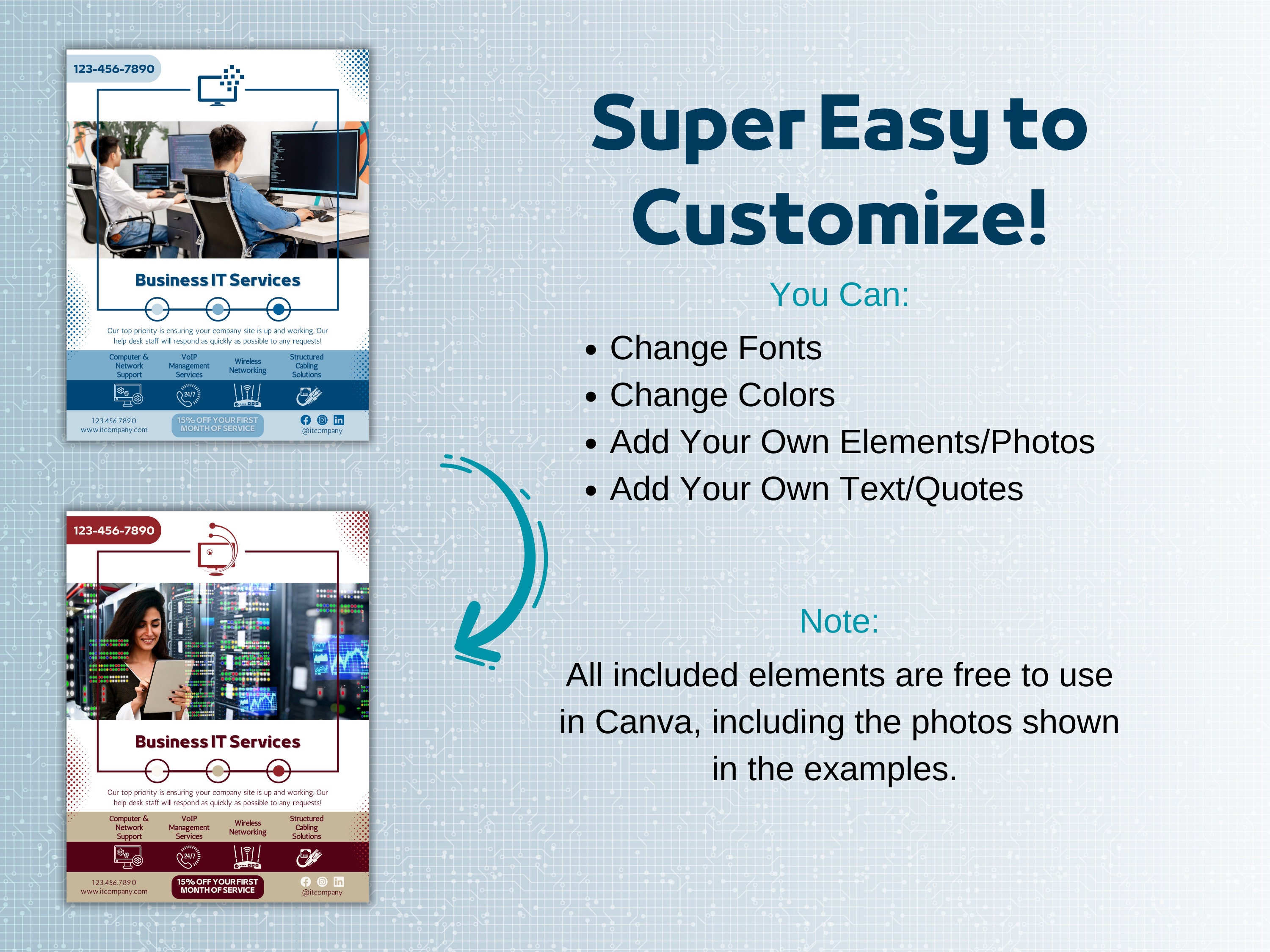 IT Business Services Flyer Template, Printable Computer Repair Flyer ...