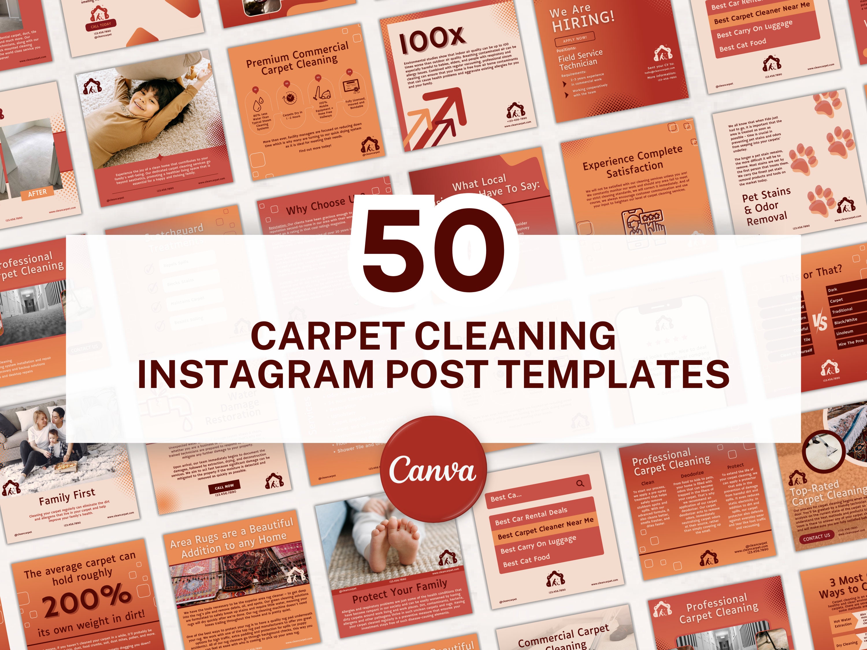 50 Carpet Cleaning Instagram Post Templates for Canva | Carpet Cleaner ...