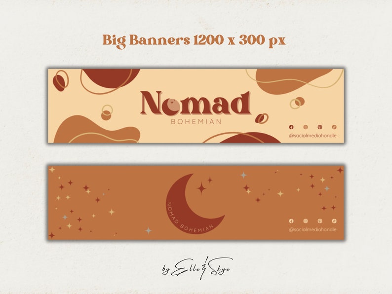 Bohemian Etsy Banner Template, Etsy Store Branding, Editable Canva Boho ...