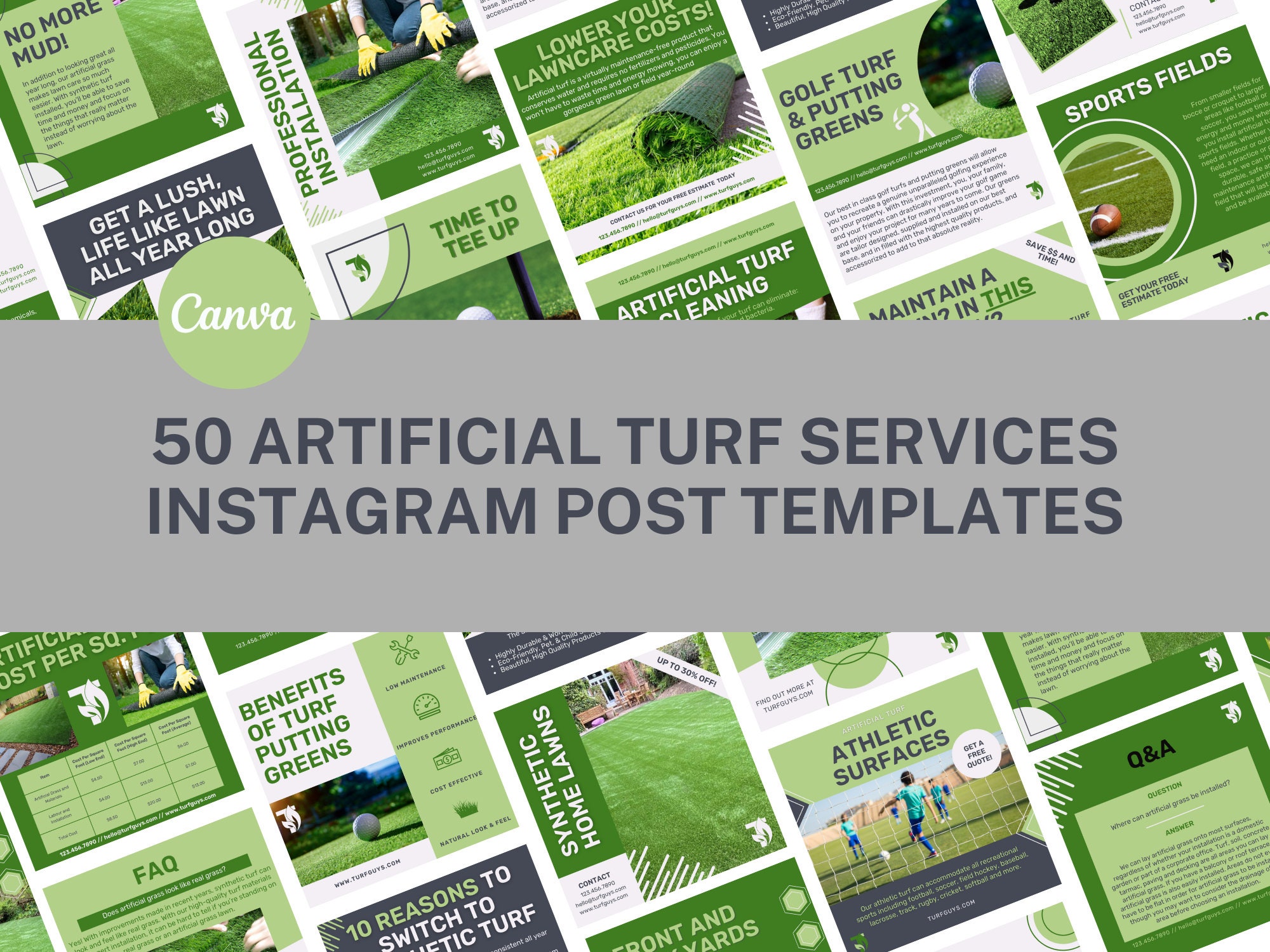 50 Artificial Turf Instagram Post Templates for Canva - Etsy