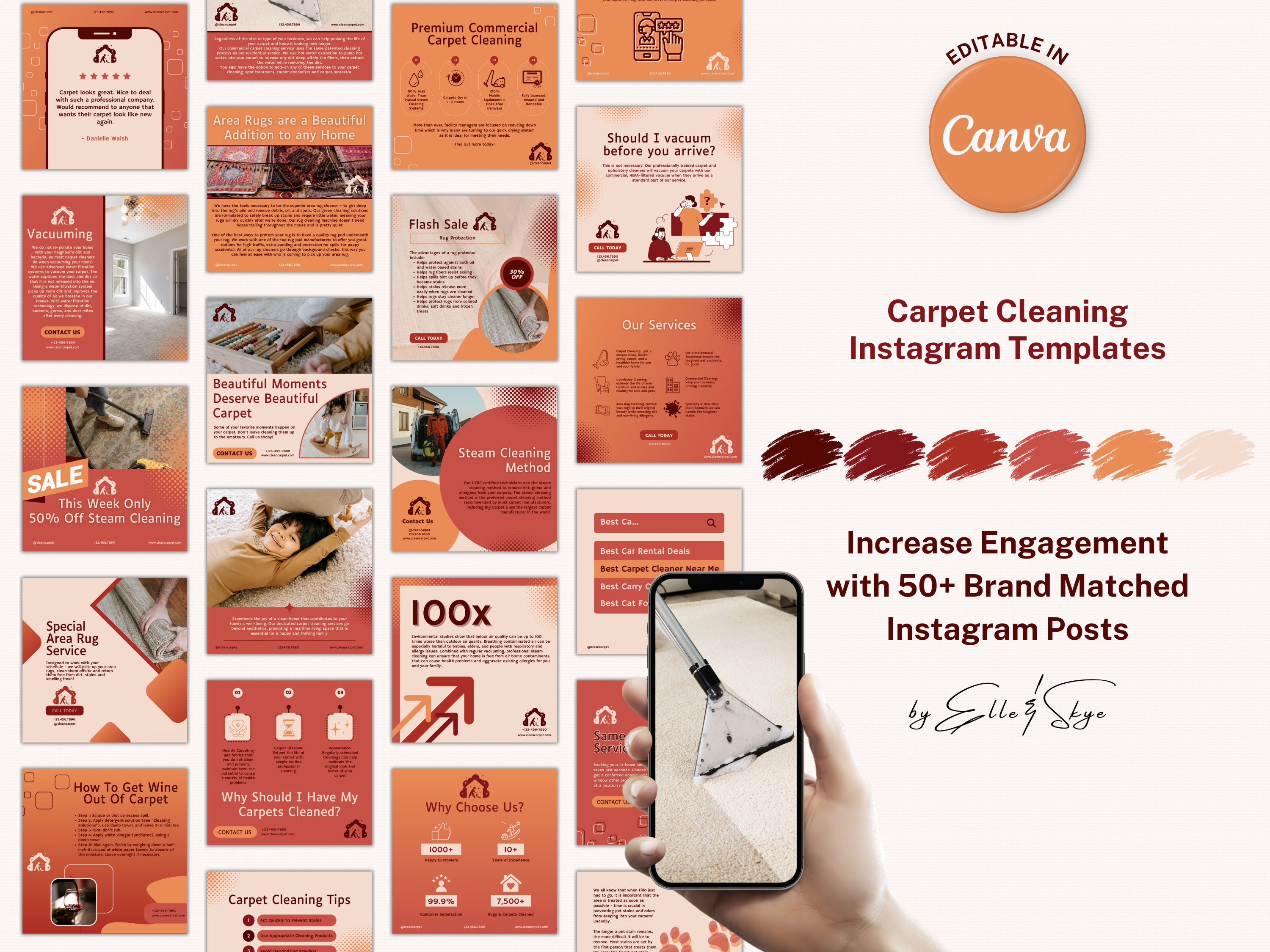 50 Carpet Cleaning Instagram Post Templates for Canva | Carpet Cleaner ...