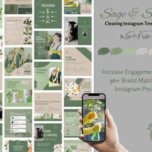 50 Cleaning Instagram Post Templates for Canva Cleaning Business ...