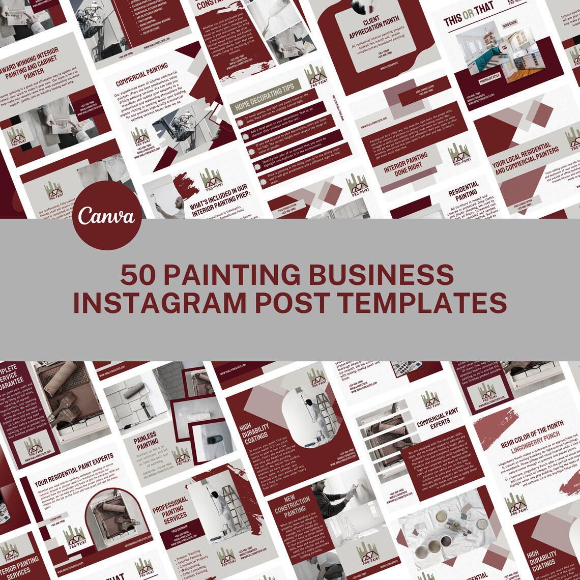 50 Painting Business Instagram Post Templates for Canva | Painter ...