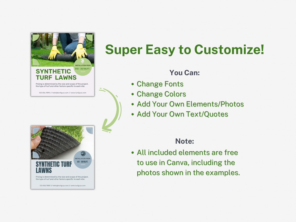 50 Artificial Turf Instagram Post Templates for Canva | Synthetic Grass ...