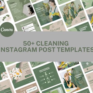 50 Cleaning Instagram Post Templates for Canva Cleaning - Etsy