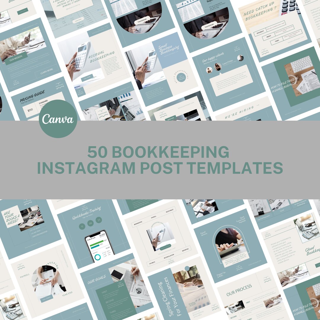 50 Bookkeeping Instagram Post Templates for Canva Bookkeeper Instagram ...