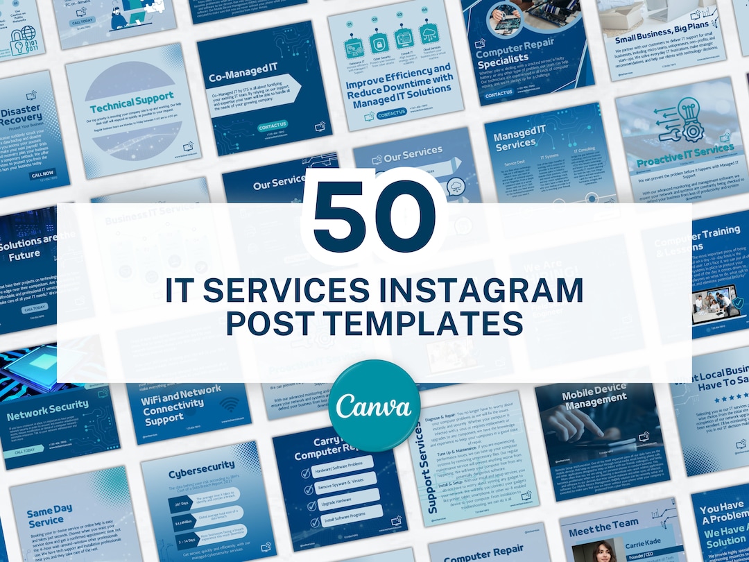50 IT Services Instagram Post Templates for Canva | Computer Repair ...