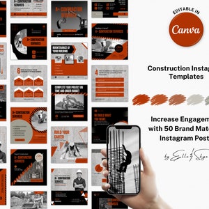 50 Construction Instagram Post Templates for Canva - Contractor ...