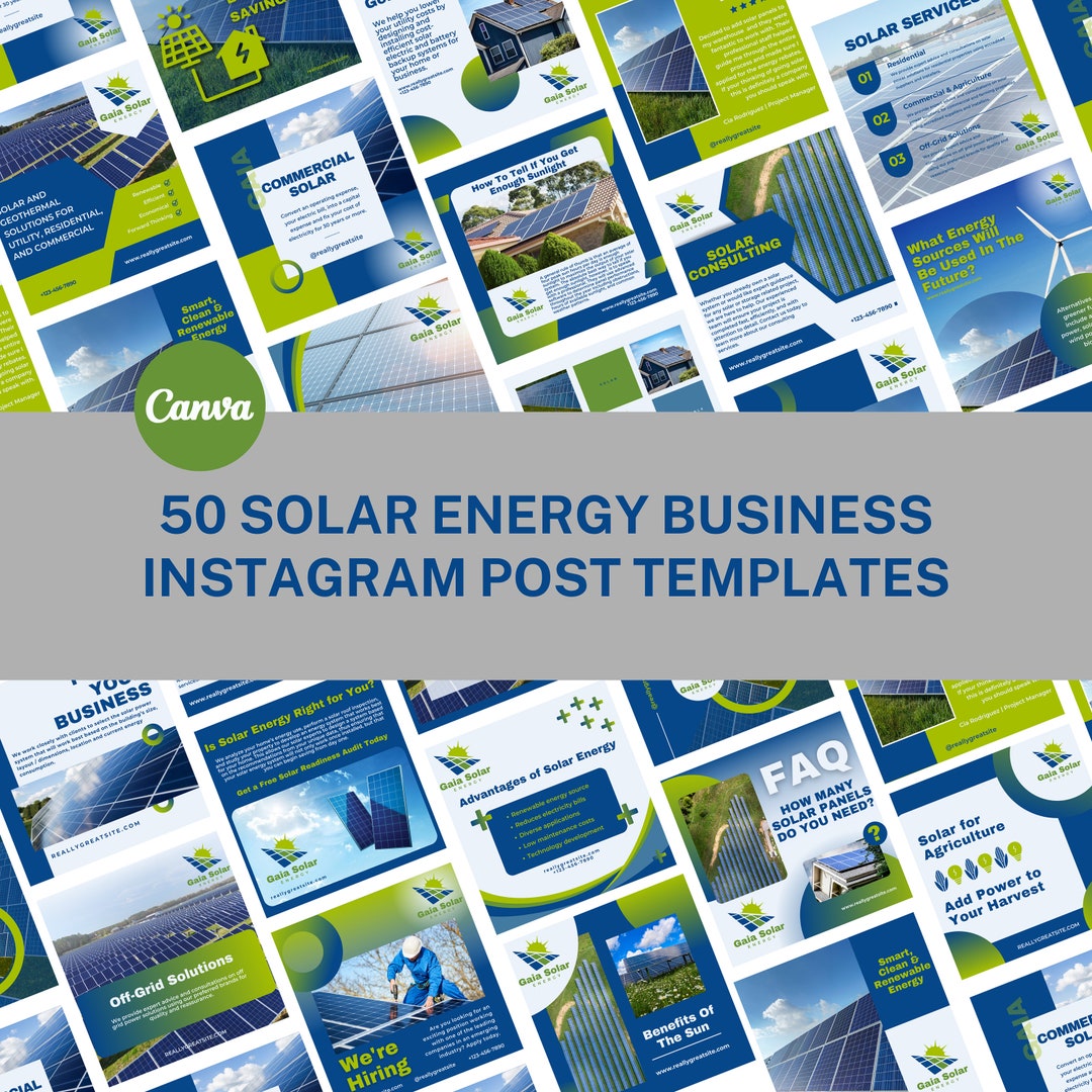 50 Solar Energy Business Instagram Post Templates for Canva Solar ...