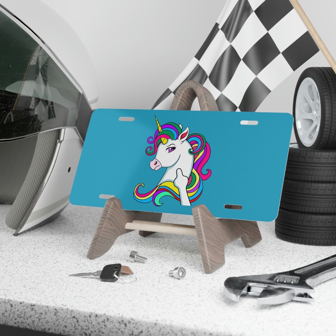 Funny Unicorn Middle Finger Metal License Tag Vanity Plate - Etsy