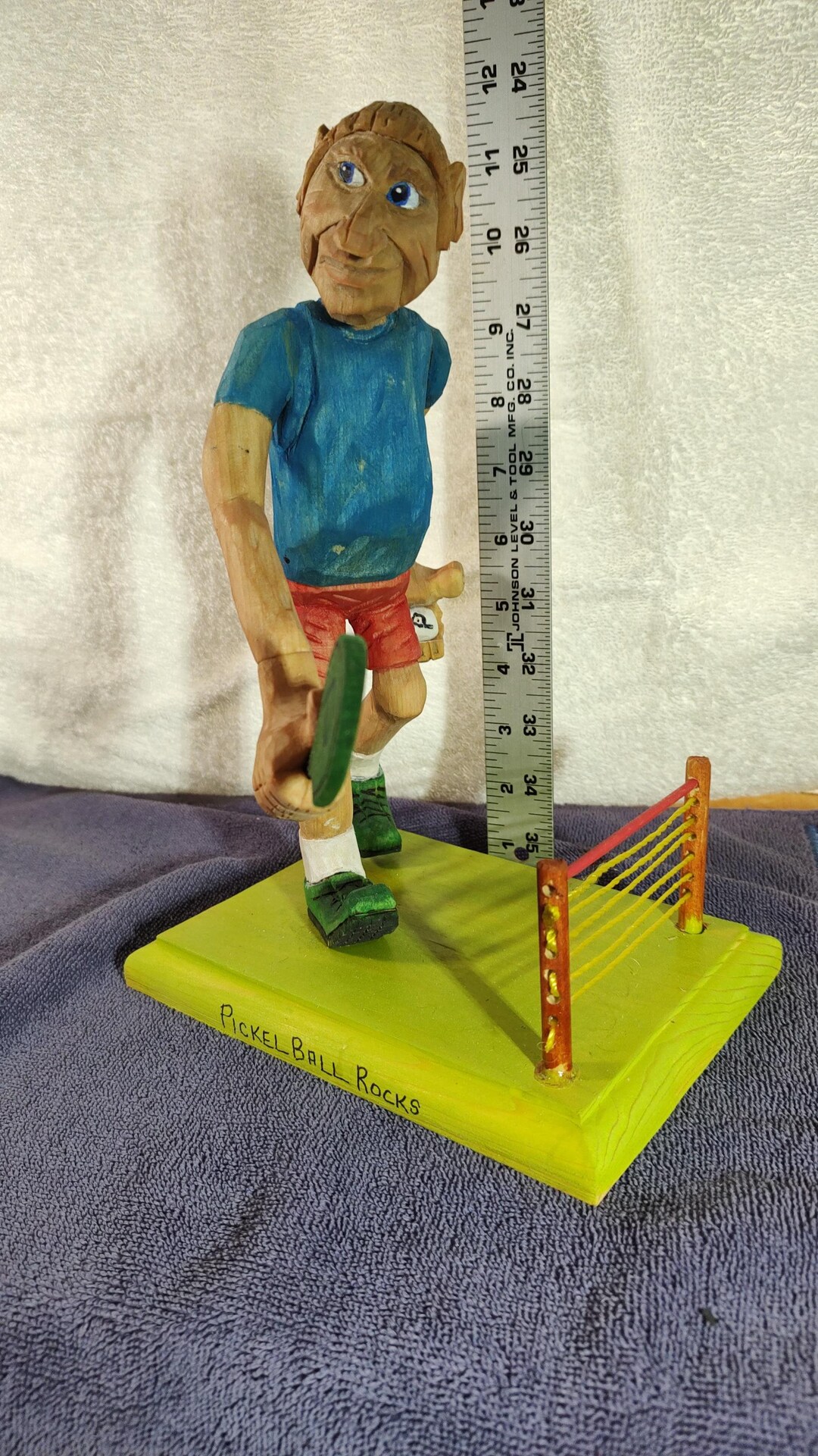 Hand Carved Pickleball Man - Etsy