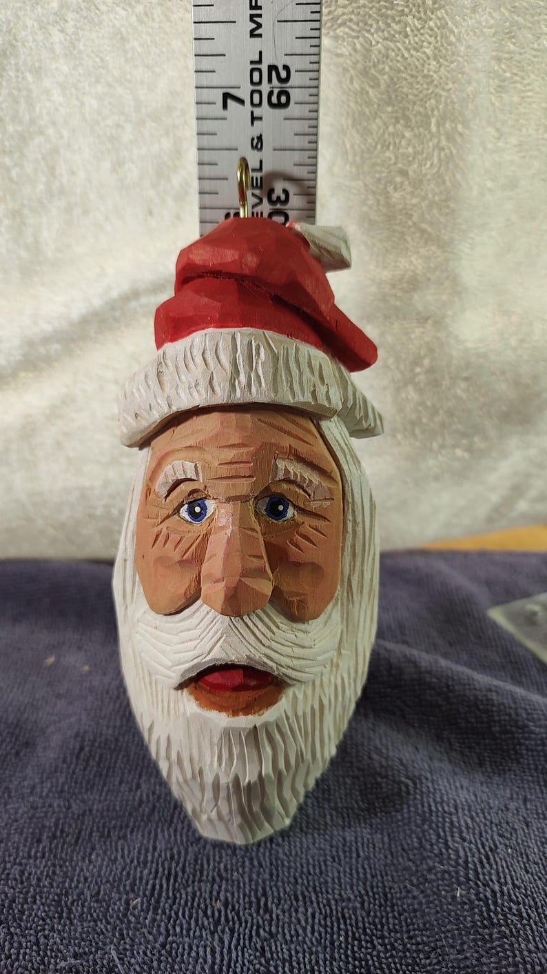Large Hand Carved Santa Face Ornament - Etsy