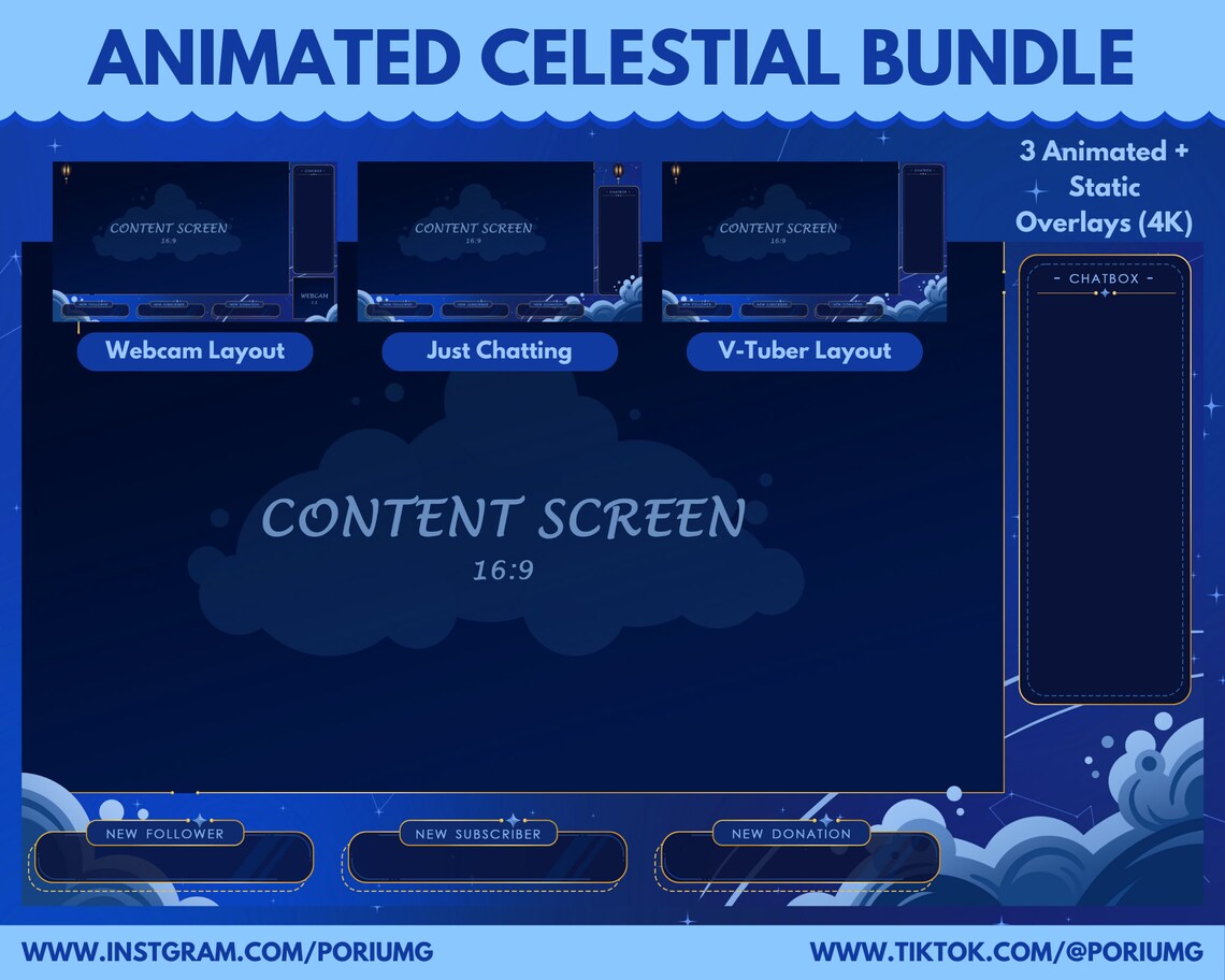 Animated Celestial Space Twitch Overlay Twitch Screens Stream Overlay ...