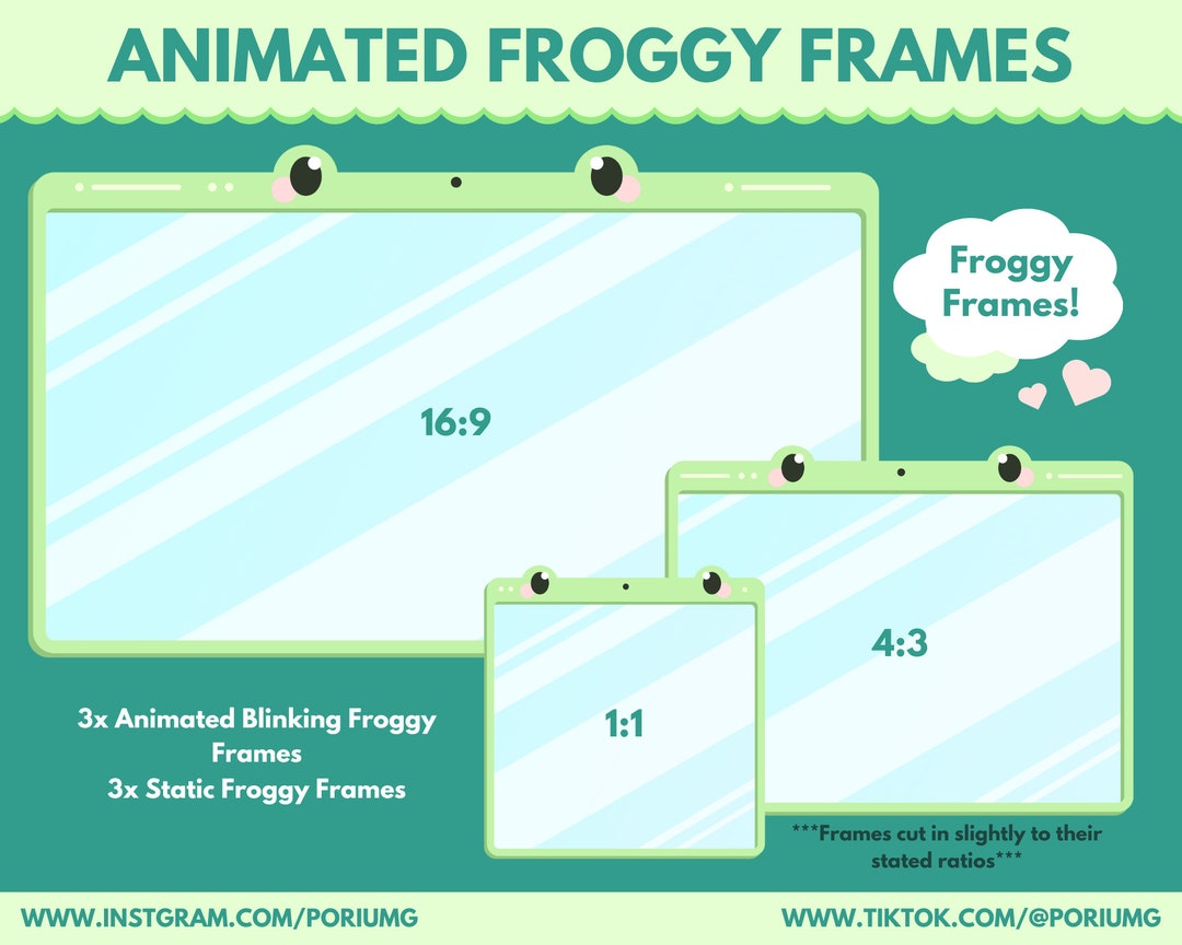 Animated Kawaii Frog Webcam Frames: Stream Overlay (digital Download ...