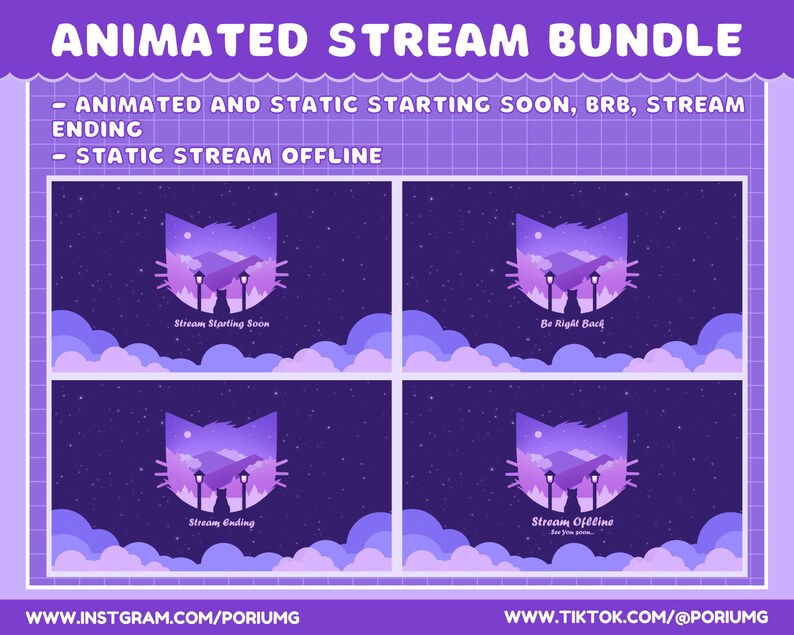 Animated Cat Twitch Overlay Package: Stream Screens, Alerts, and Panels ...