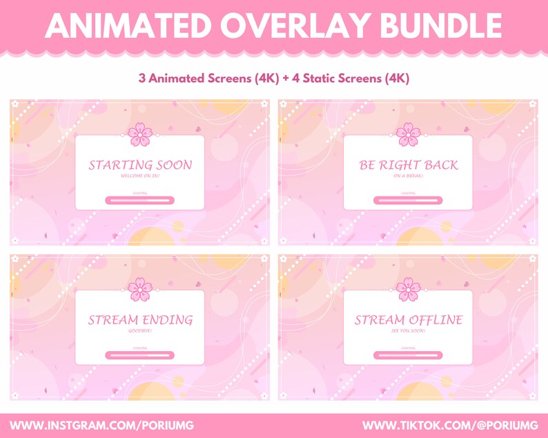 Animated Sakura Twitch Overlay Bundle: Kawaii Pastel Screens - Etsy