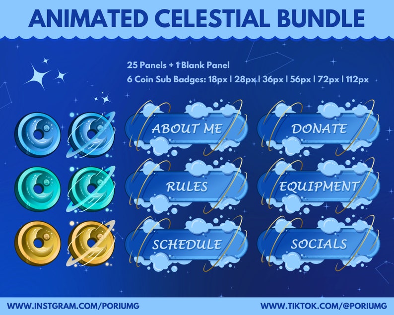 Animated Celestial Twitch Stream Overlay Package: Space Clouds, Sub ...