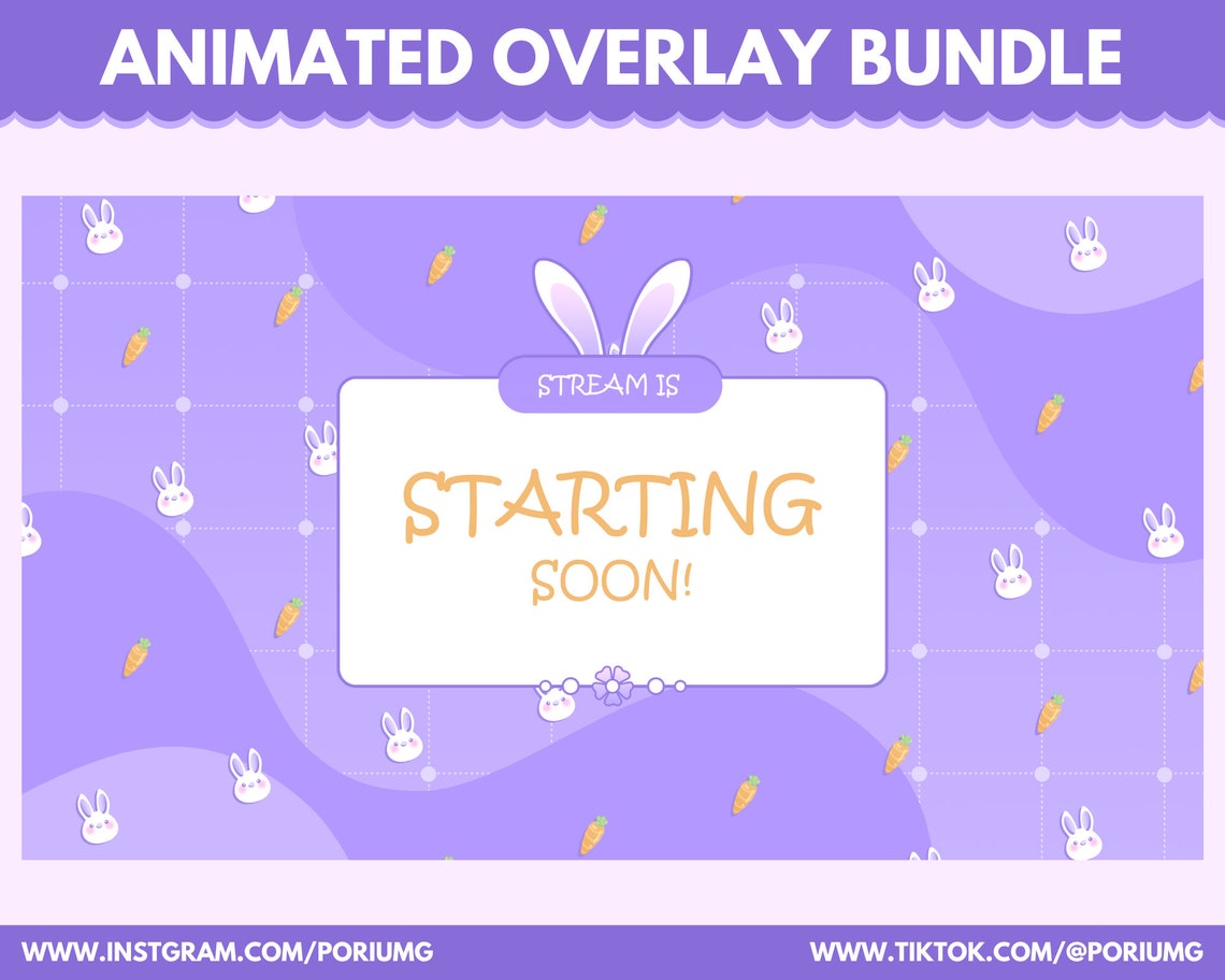 Animated Cute Bunny Twitch Overlays | Twitch Screens | Starting Soon ...