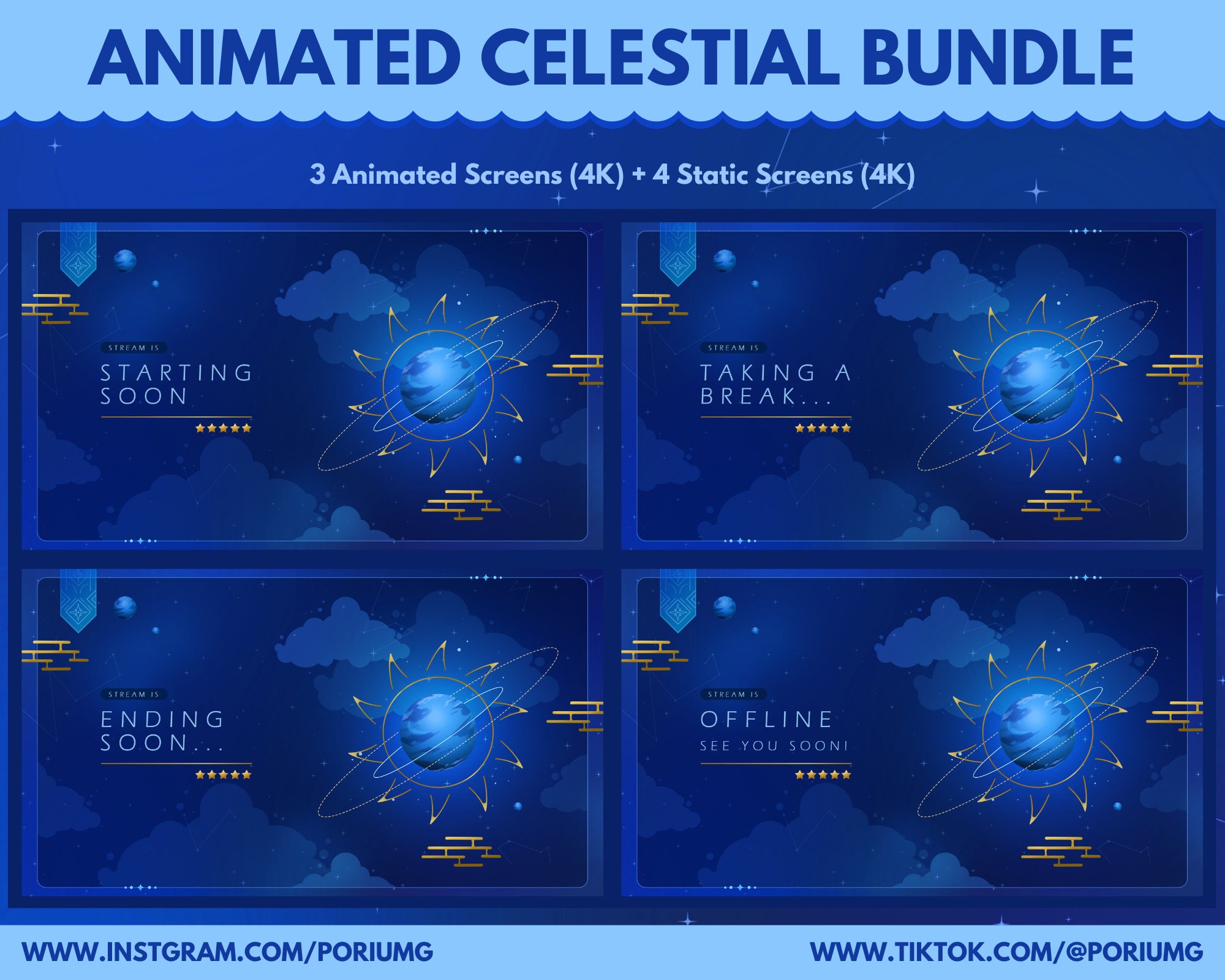Animated Celestial Space Twitch Overlay Twitch Screens Stream Overlay ...