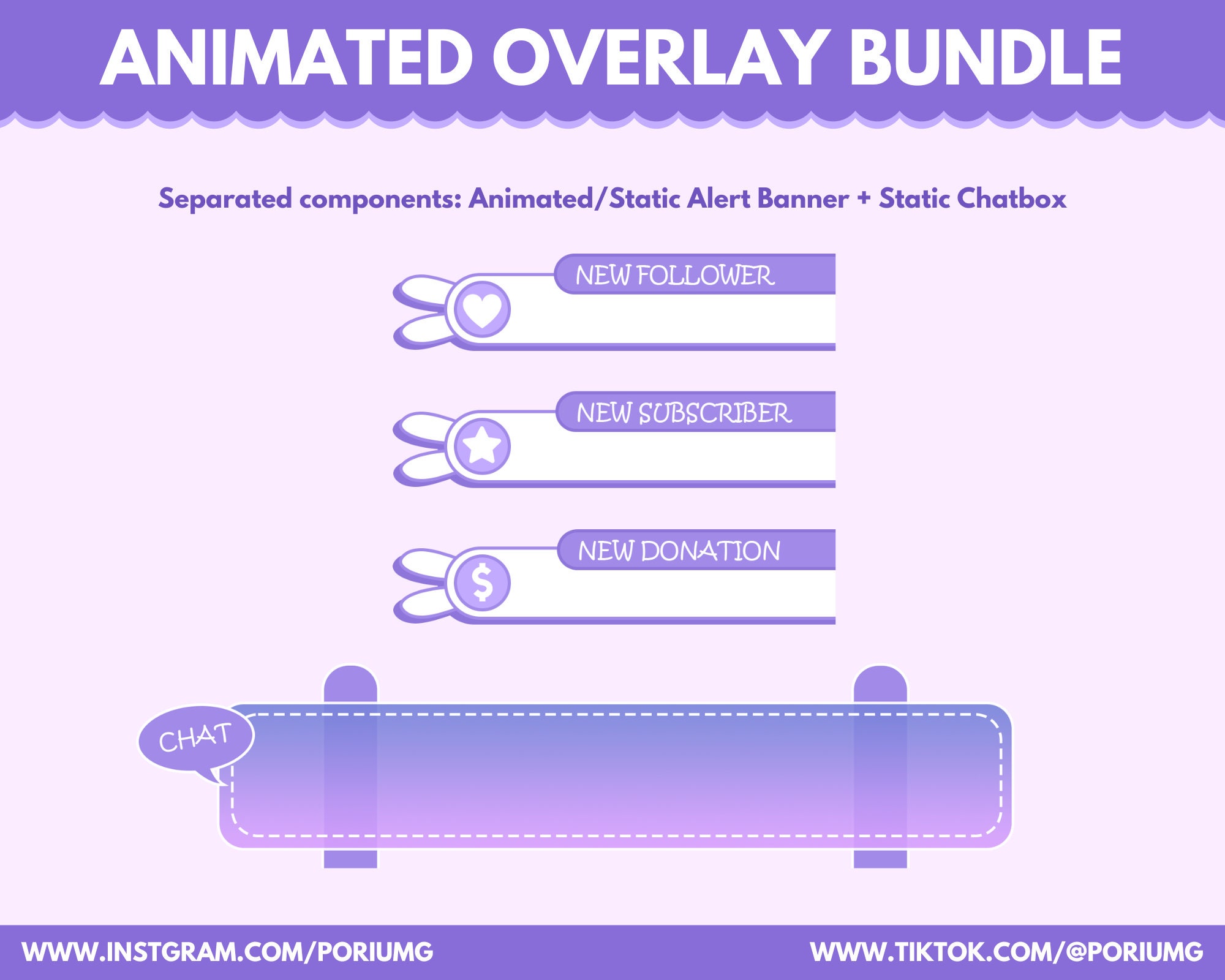 Animated Cute Bunny Twitch Overlays | Twitch Screens | Starting Soon ...