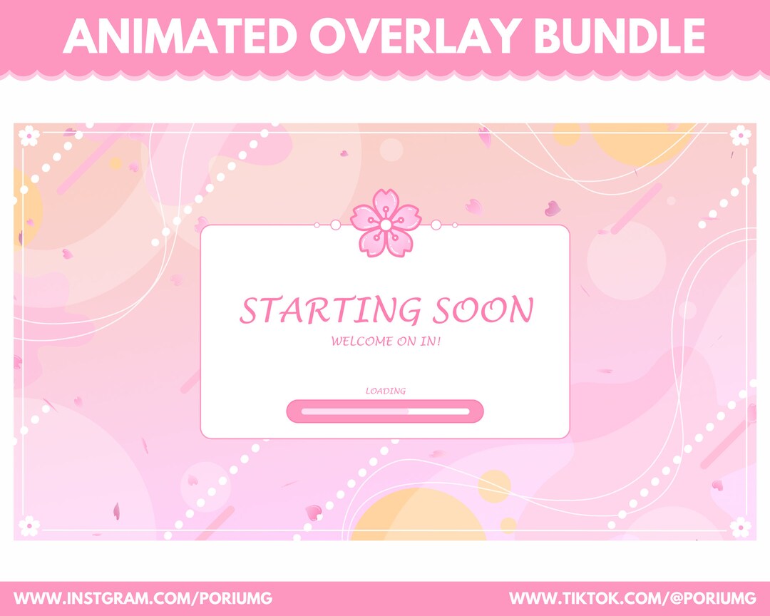 Animated Kawaii Pastel Sakura Twitch Overlays | Twitch Screens ...