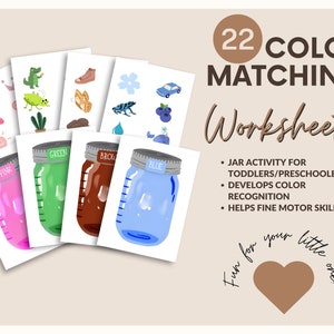 Color Matching Worksheets, Sorting Colors in Jars, Color Sorting Velcro ...