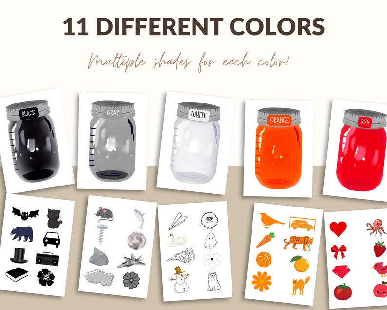 Color Matching Worksheets Sorting Colors in Jars Color Sorting Velcro ...