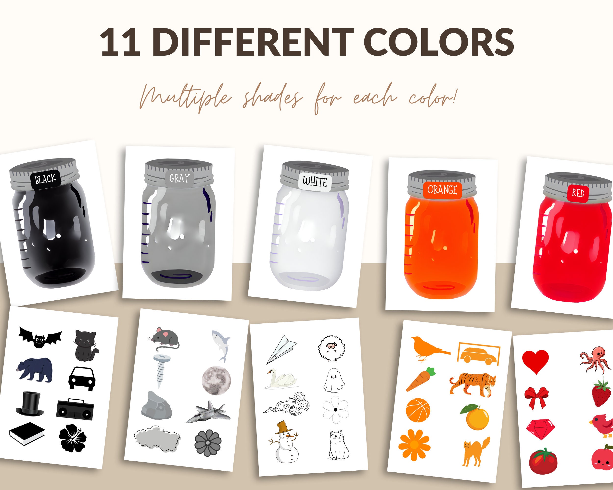 Color Matching Worksheets, Sorting Colors in Jars, Color Sorting Velcro ...