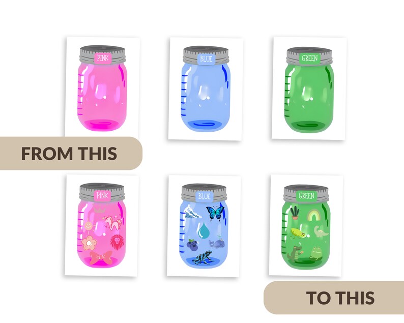 Color Matching Worksheets, Sorting Colors in Jars, Color Sorting Velcro ...