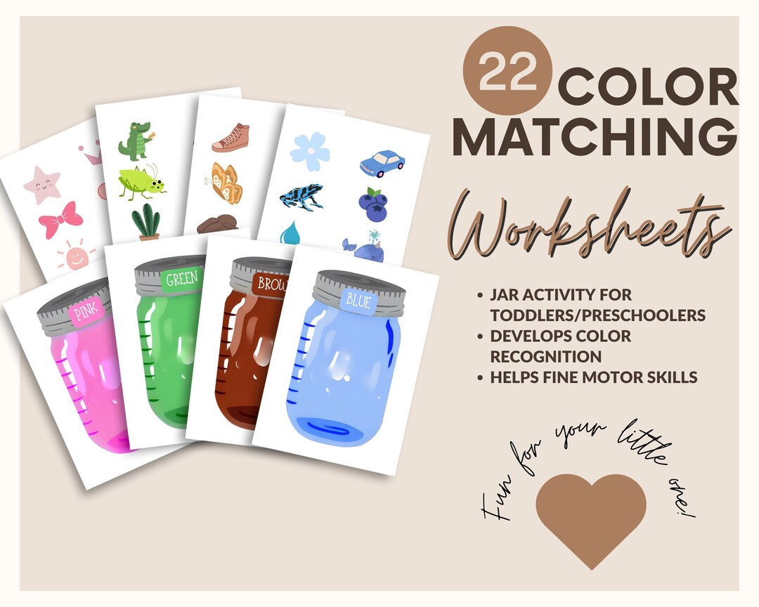Color Matching Worksheets Sorting Colors in Jars Color Sorting Velcro ...