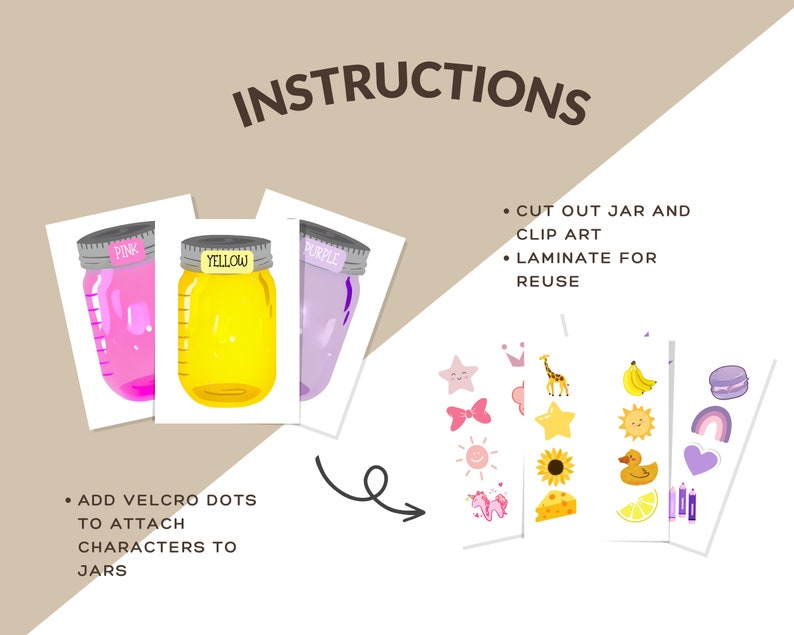 Color Matching Worksheets Sorting Colors in Jars Color Sorting Velcro ...