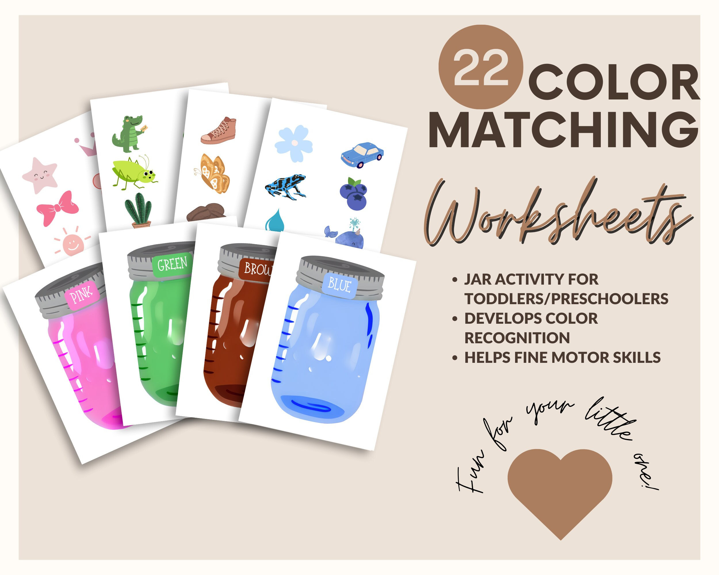 Color Matching Worksheets, Sorting Colors in Jars, Color Sorting Velcro ...