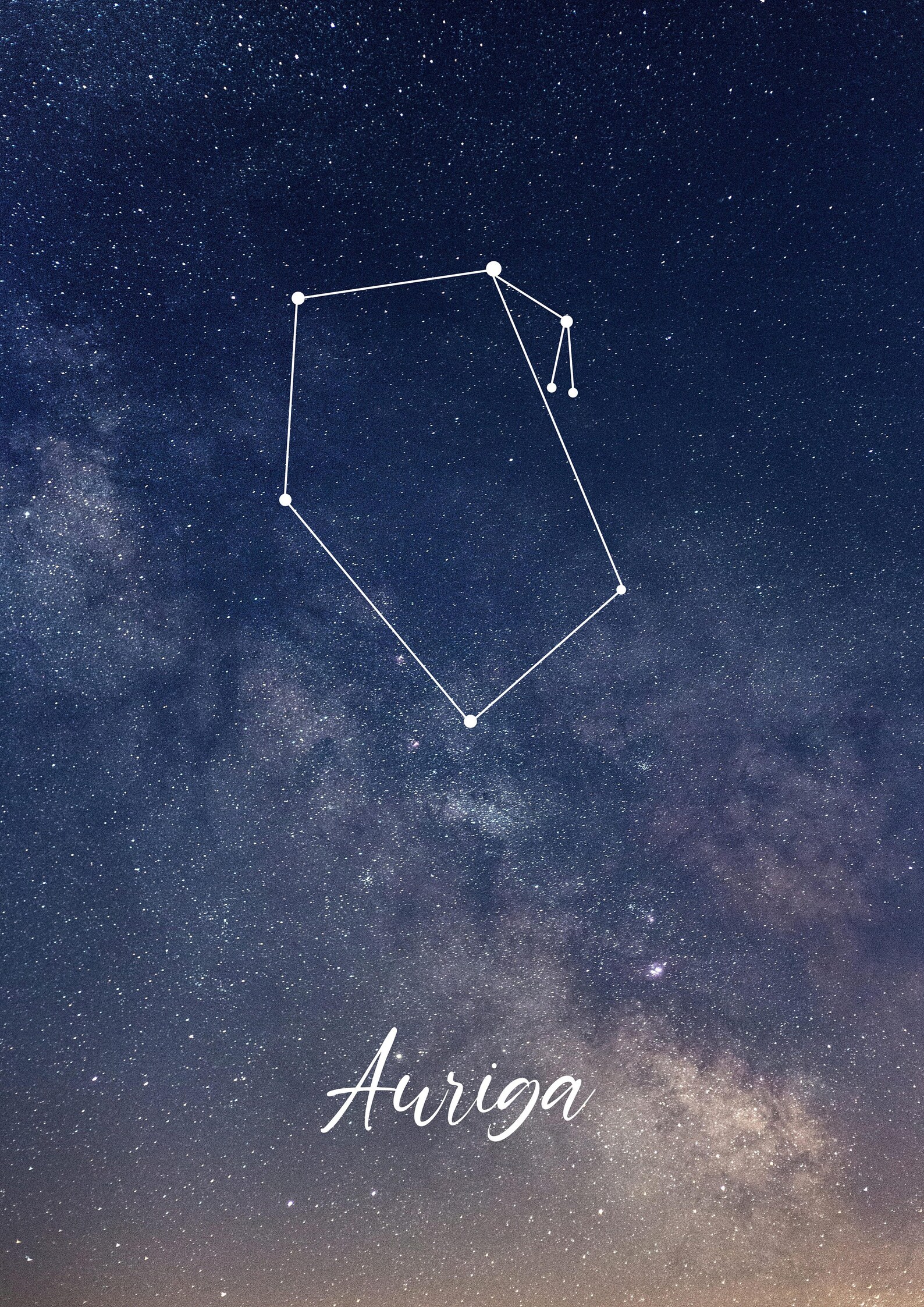 AURIGA STAR MAP | Wall Art | Printable Poster | Constellation Star Map ...