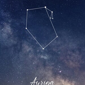 AURIGA STAR MAP | Wall Art | Printable Poster | Constellation Star Map ...