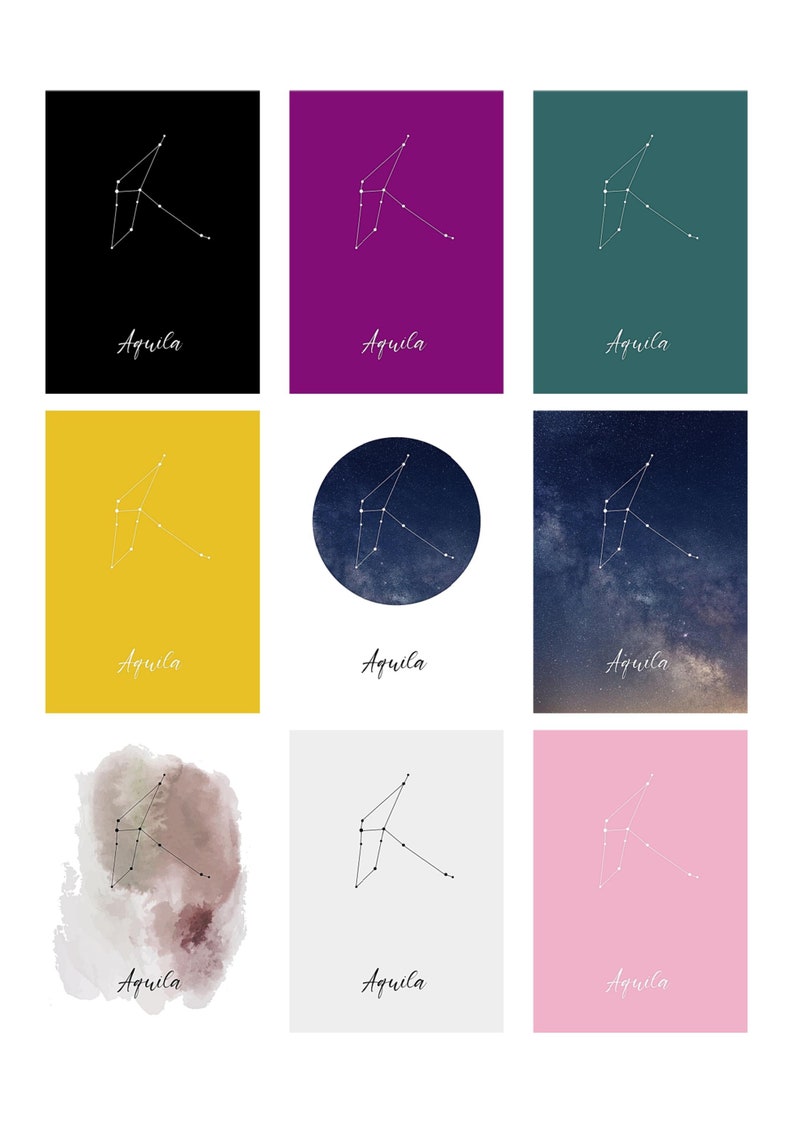 AQUILA STAR MAP | Wall Art | Printable Poster | Constellation Star Map ...