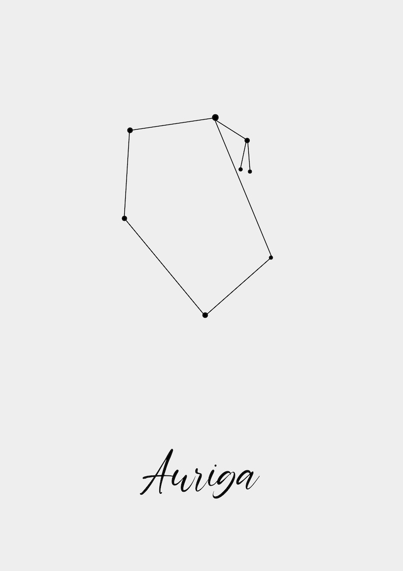 AURIGA STAR MAP | Wall Art | Printable Poster | Constellation Star Map ...