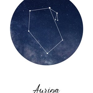 AURIGA STAR MAP | Wall Art | Printable Poster | Constellation Star Map ...