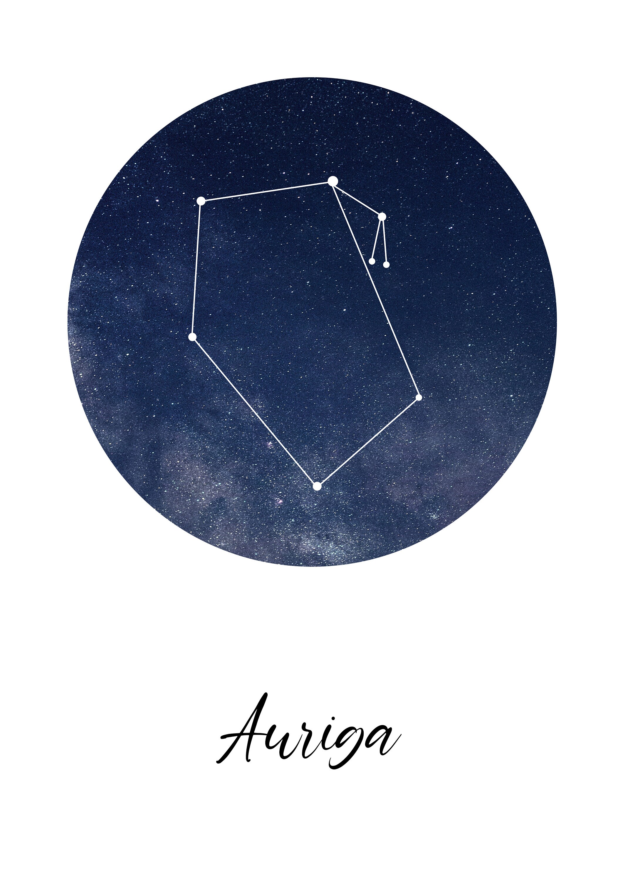 AURIGA STAR MAP | Wall Art | Printable Poster | Constellation Star Map ...