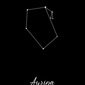 AURIGA STAR MAP | Wall Art | Printable Poster | Constellation Star Map ...