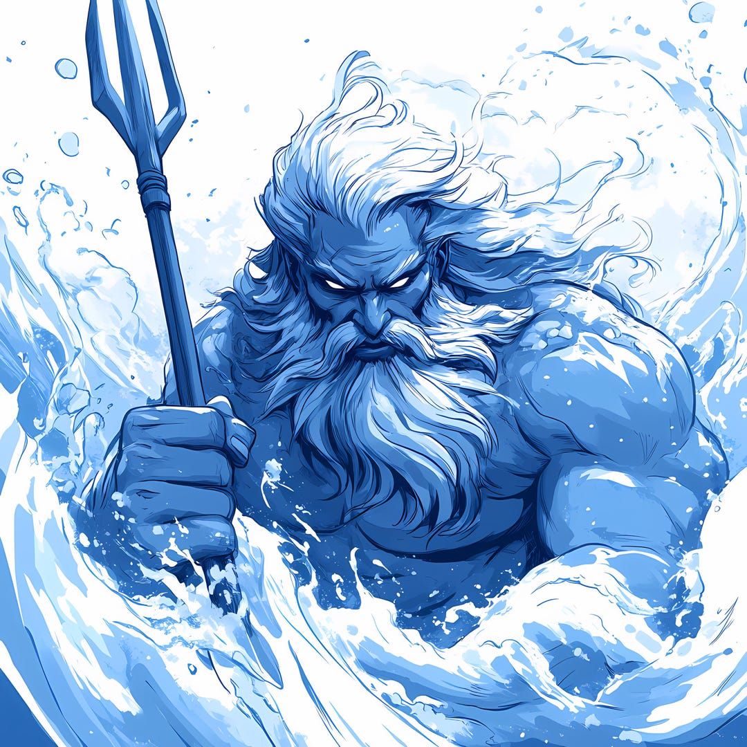 Poseidon Wall Art: Greek Mythology Ocean God Print (digital Download ...
